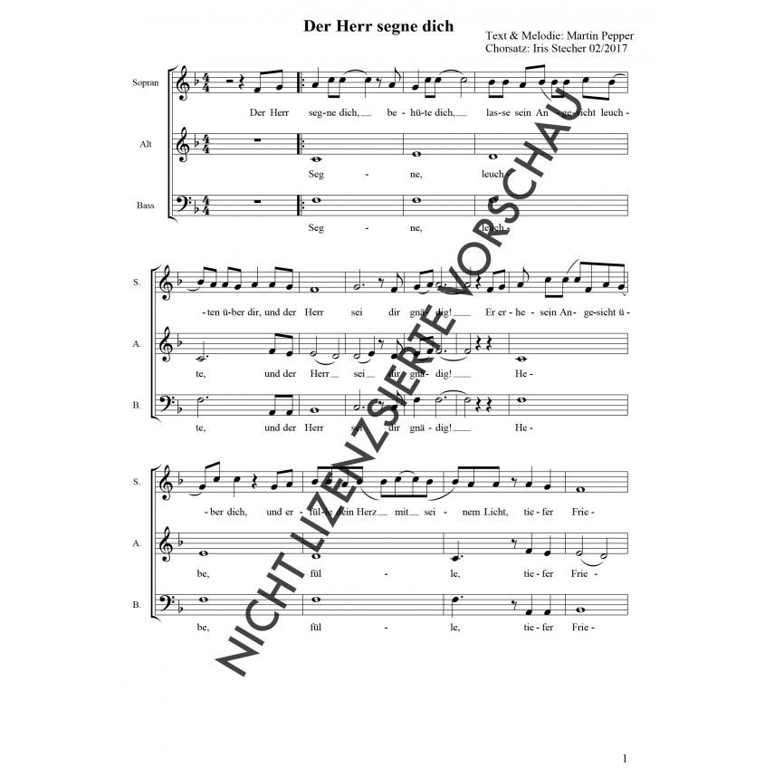Der Herr segne dich - Chor dreistimmig (digital)